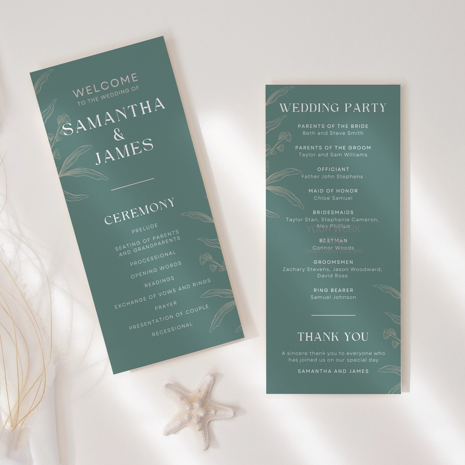 Sage Green Wedding Program Template Green Wedding Timeline Wedding ...