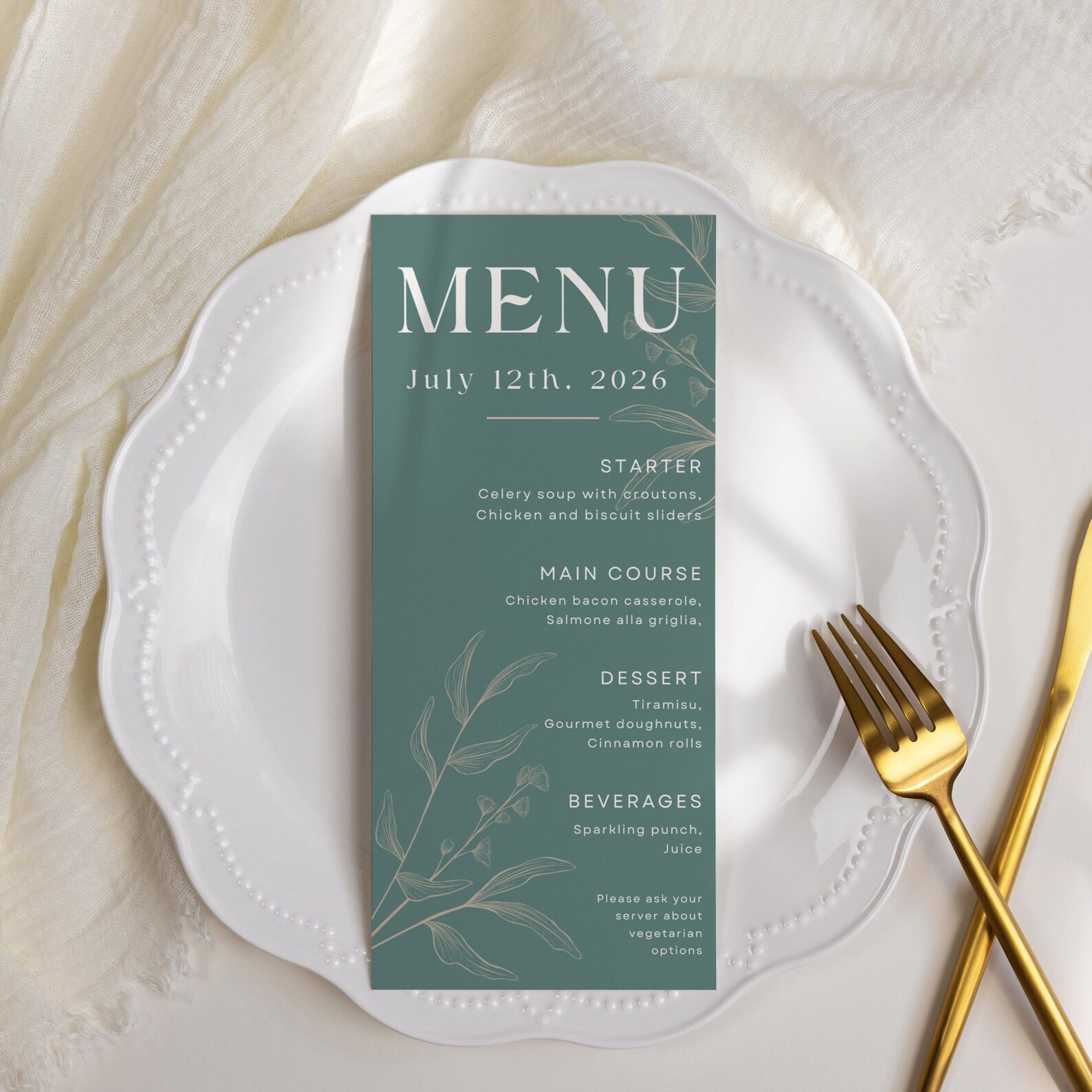 Sage Green Wedding Menu Template Simple Wedding Menu Modern Wedding ...