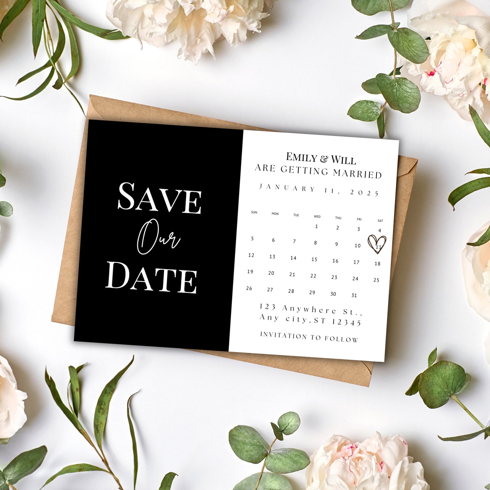 Calendar Save the Date Template | Elegant Wedding Save the Date ...