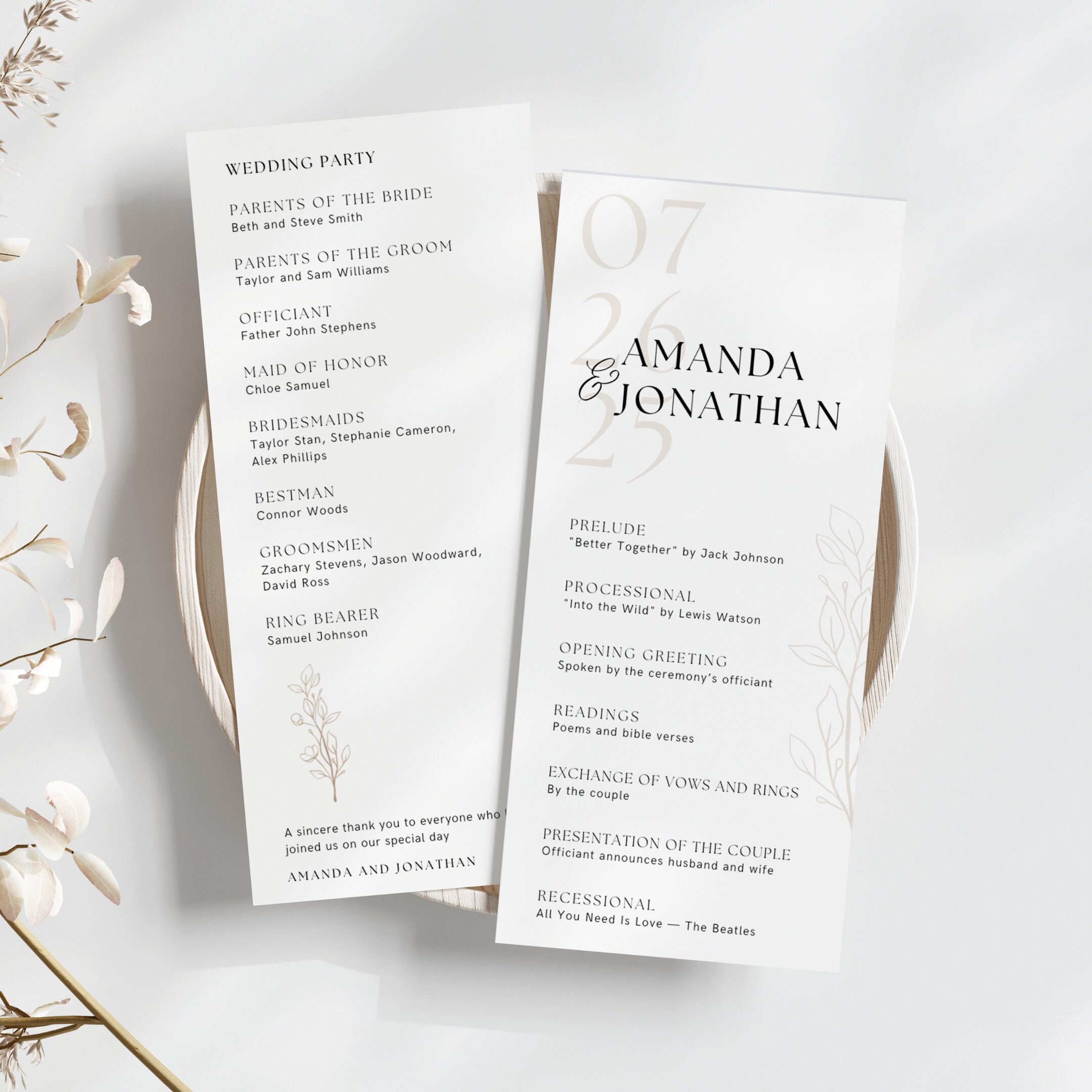 Wedding Ceremony Program Template | Wedding Ceremony Template Card ...