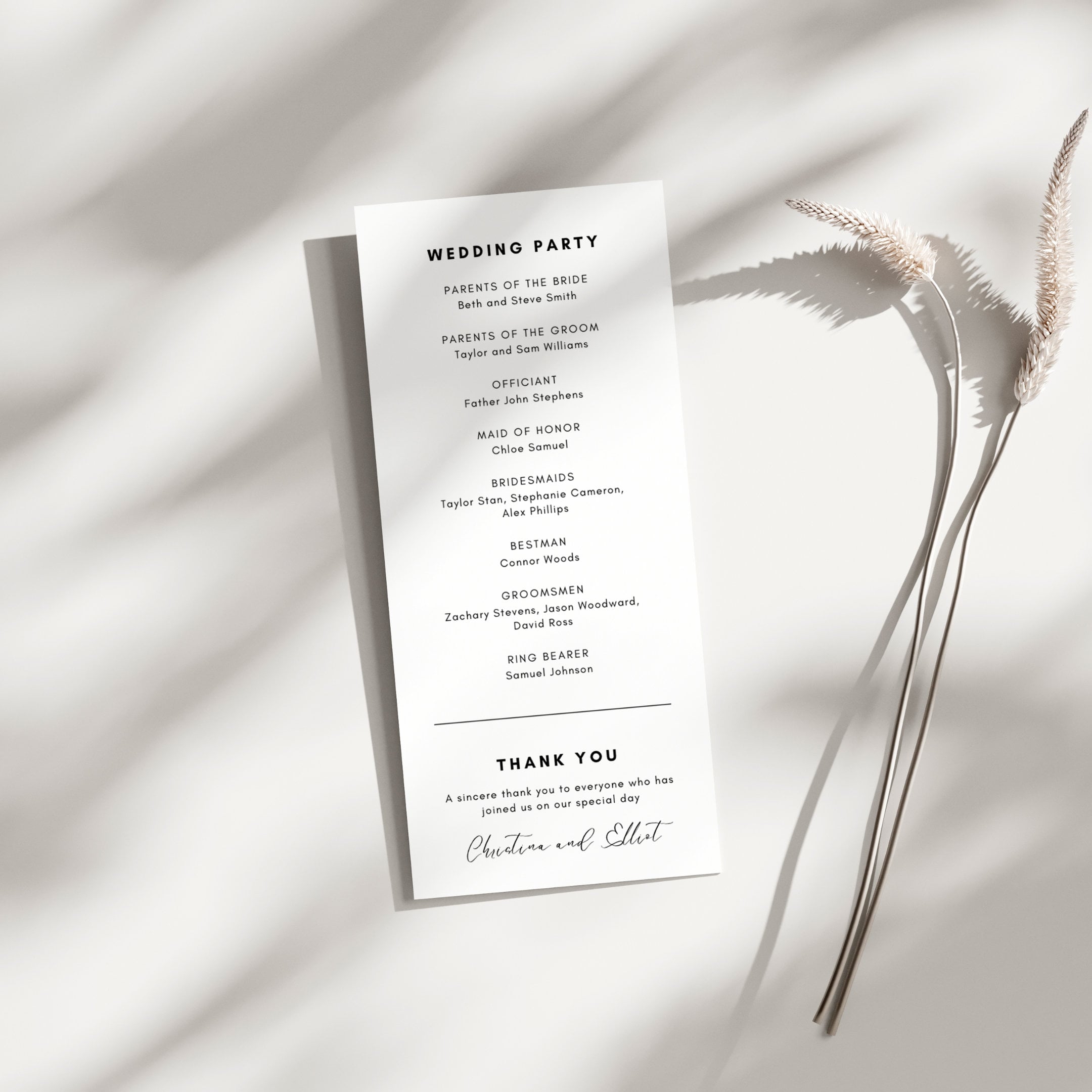 Wedding Program Template Elegant Wedding Ceremony Program Boho Wedding Program Timeline Template ...