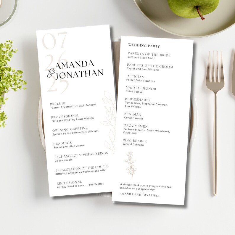 Wedding Ceremony Program Template Wedding Ceremony Template Card ...