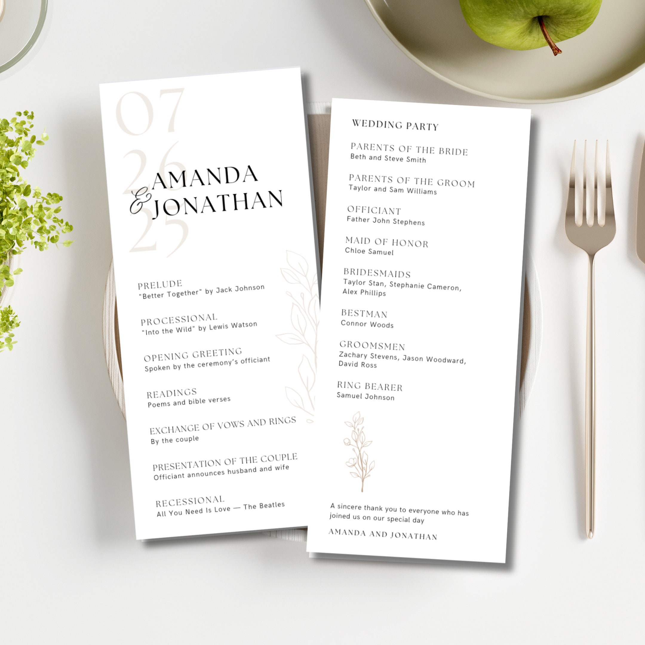 Wedding Ceremony Program Template Wedding Ceremony Template Card ...