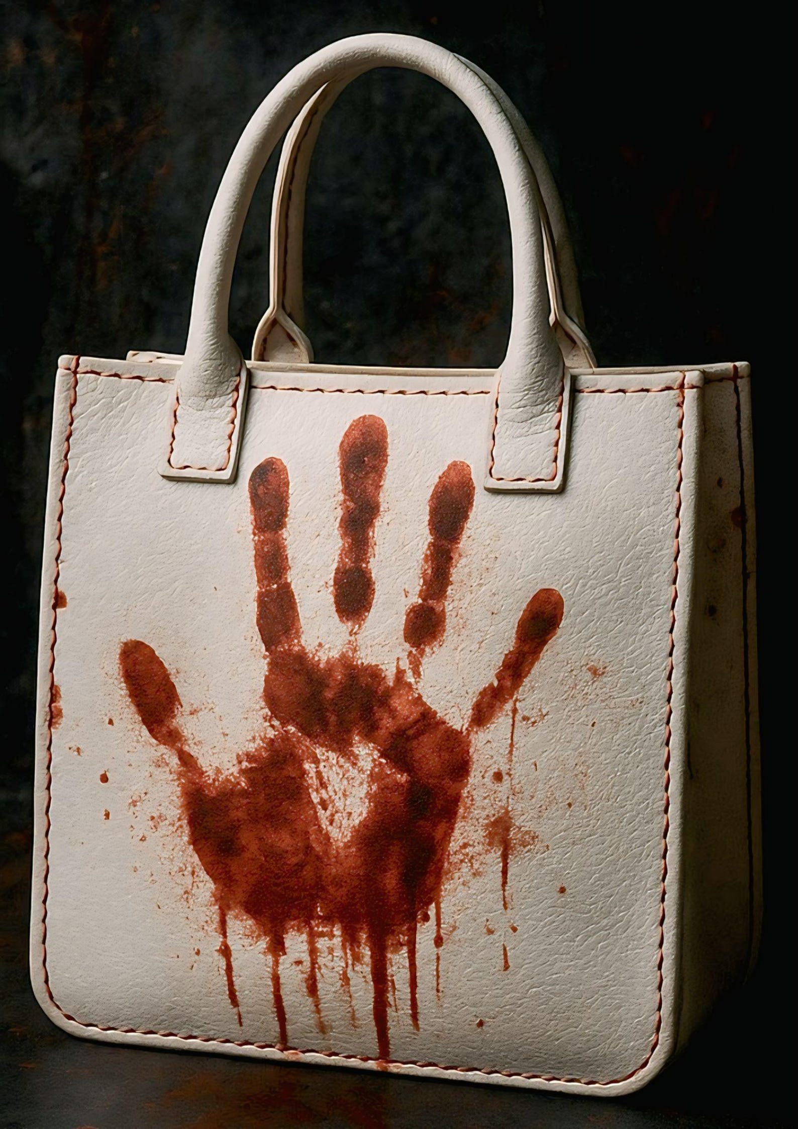 Bloody Handprint Horror Tote Bag: Gothic Halloween Faux Leather Handbag ...