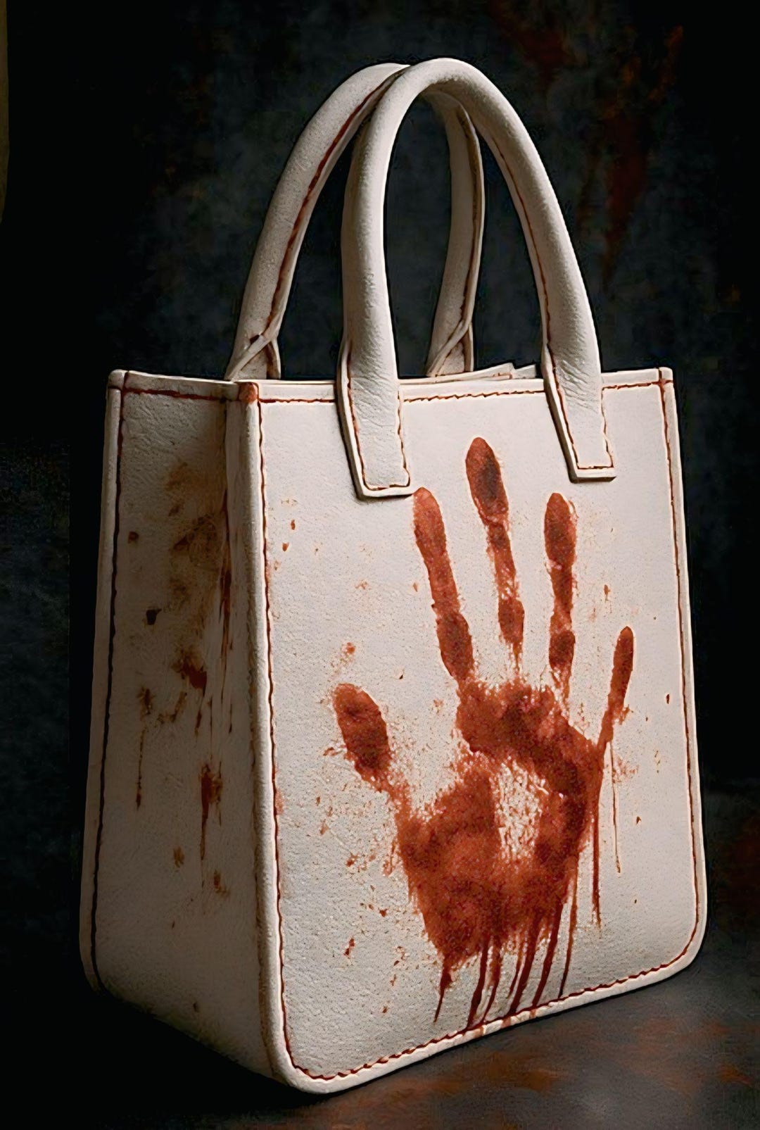 Bloody Handprint Horror Tote Bag: Gothic Halloween Faux Leather Handbag ...