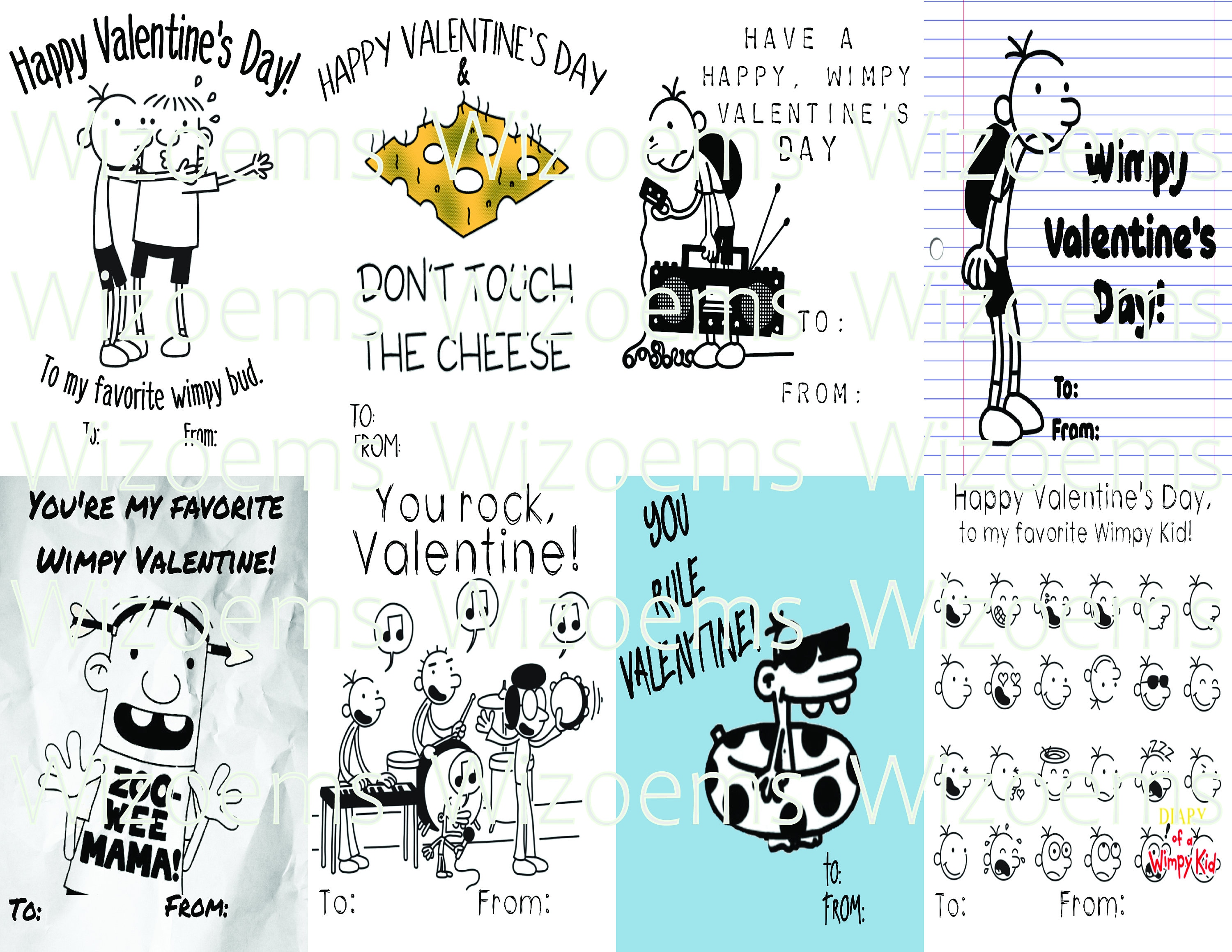 Wimpy Kid Valentines, Wimpy Kid Vday Cards, Diary of a Wimpy Kid Cards ...