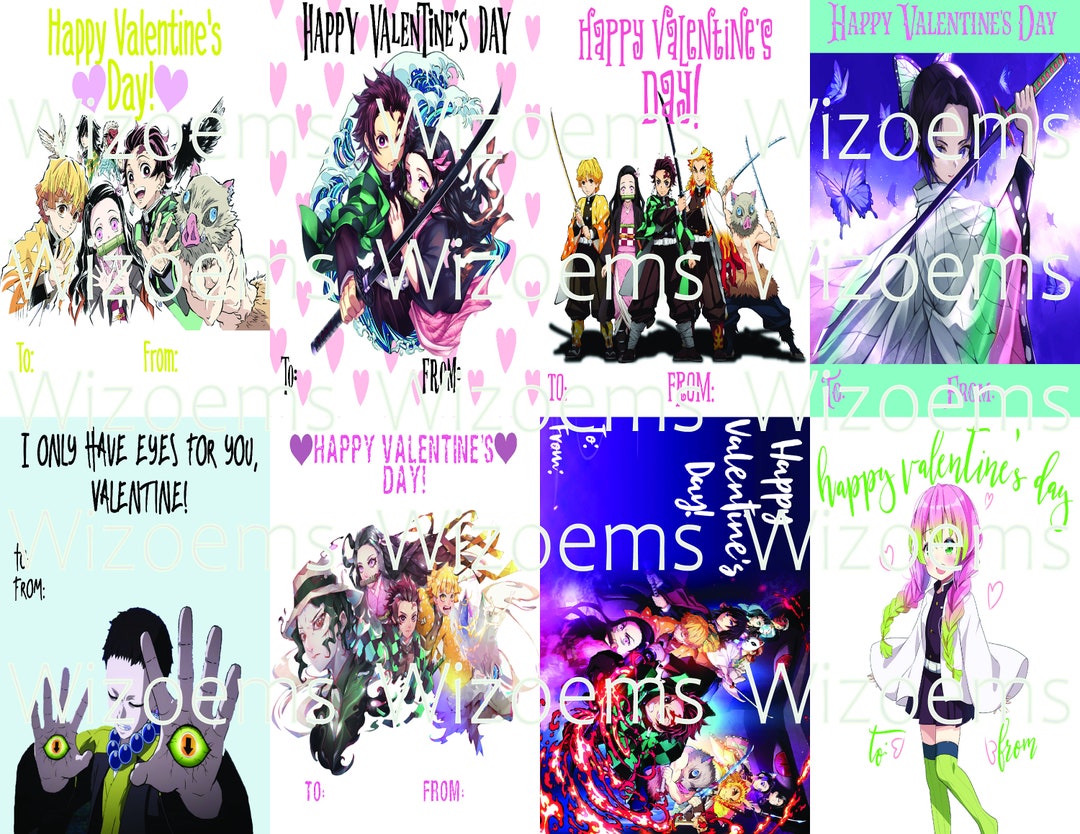 Demonslayer Valentines, Demon Slayer Valentines Day, Anime Valentines ...