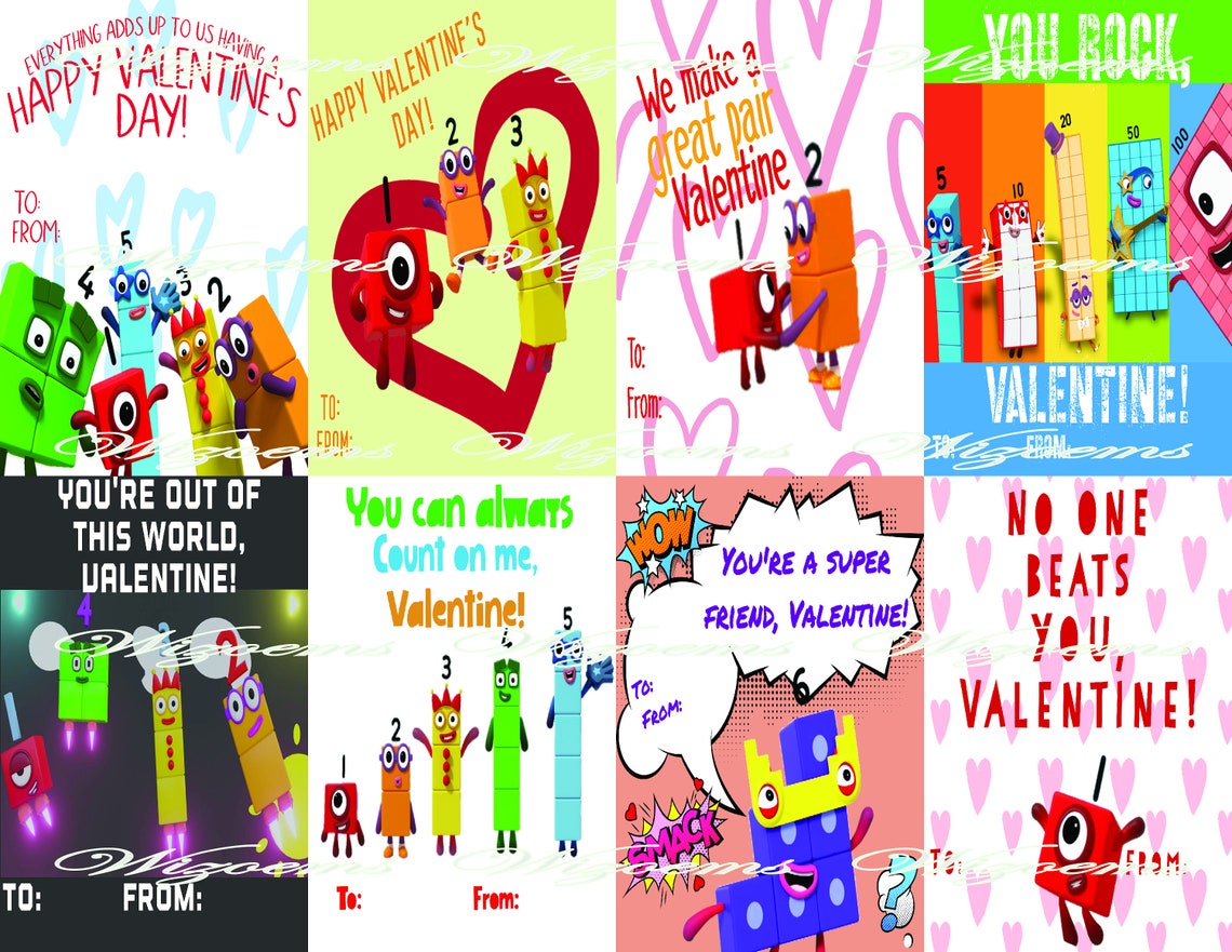 Numberblocks Valentines, Numberblocks Vday Cards, Number Blocks ...