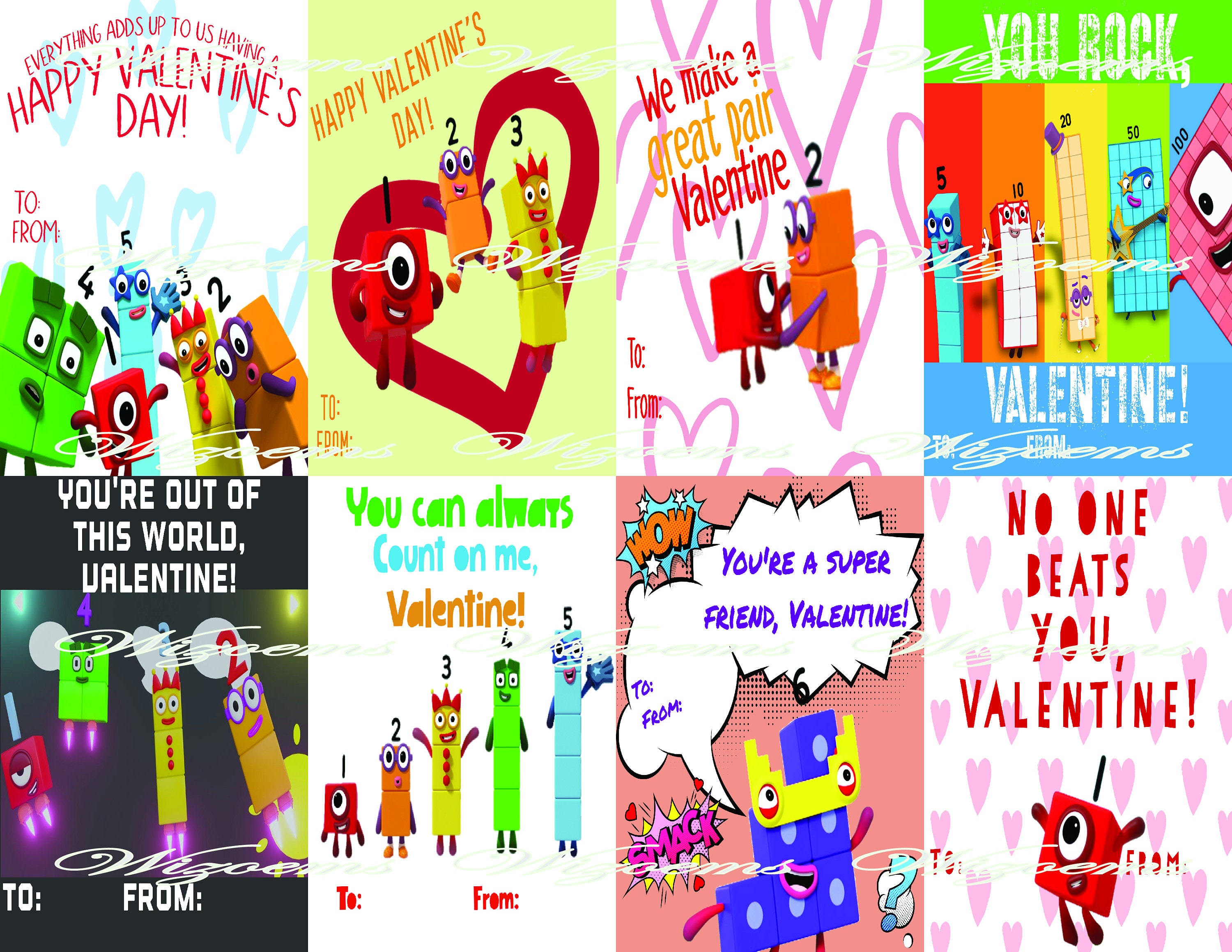 Numberblocks Valentines, Numberblocks Vday Cards, Number Blocks ...