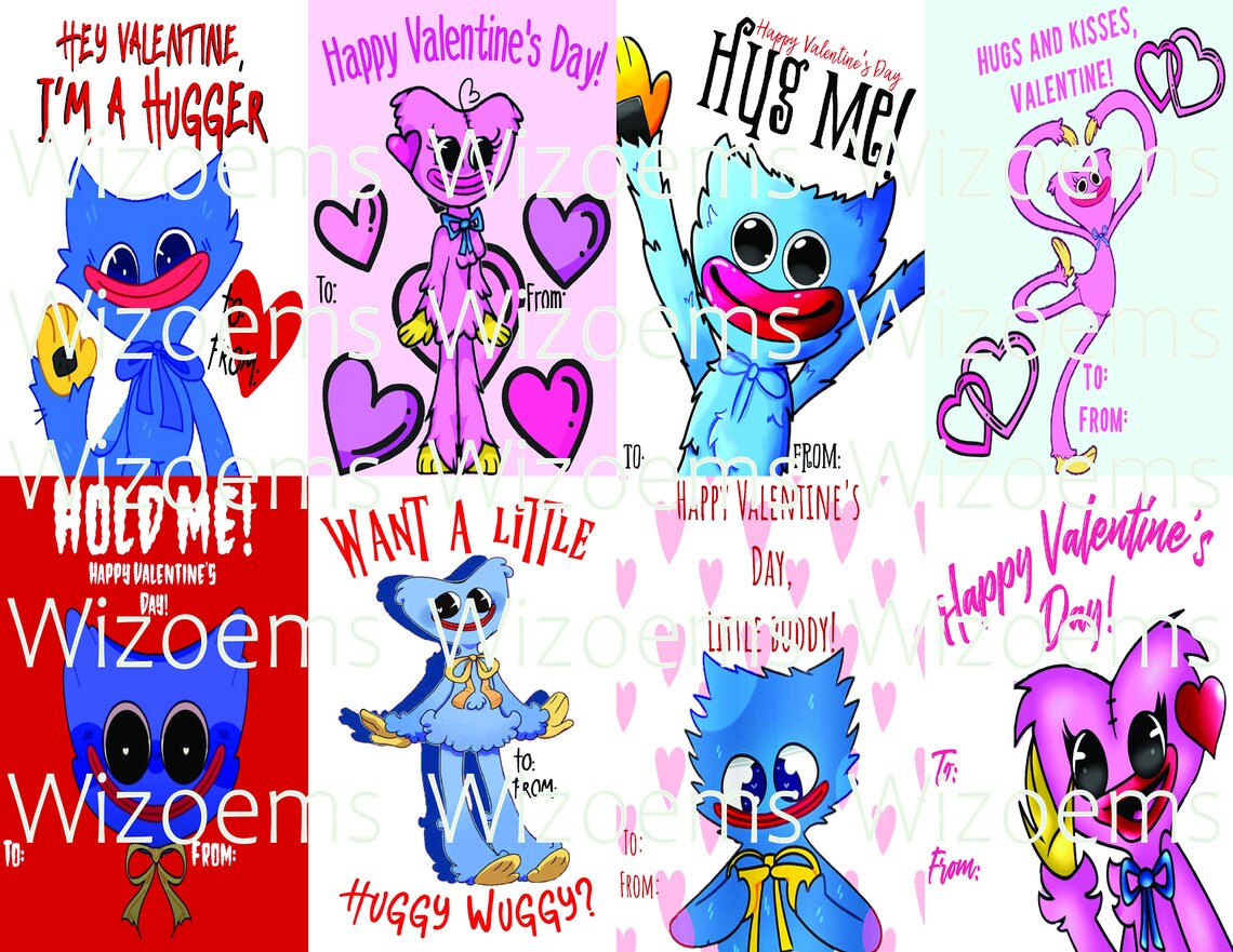 Huggy Wuggy Valentines, Cute Huggy Vday Cards, Roblox Vday Cards, Huggy ...