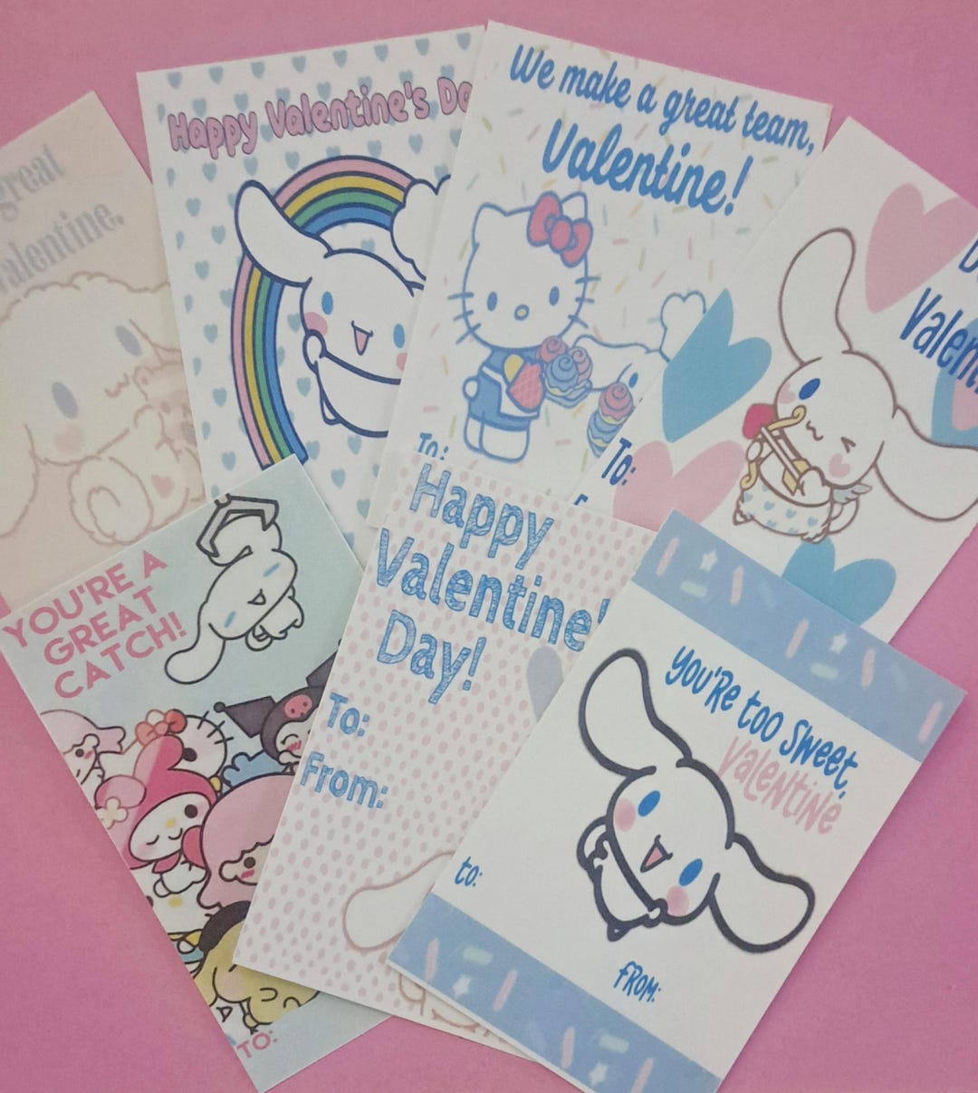Cinnamon Roll Valentines, Cinnamoroll Vday Cards, Cute Hello Kitten ...
