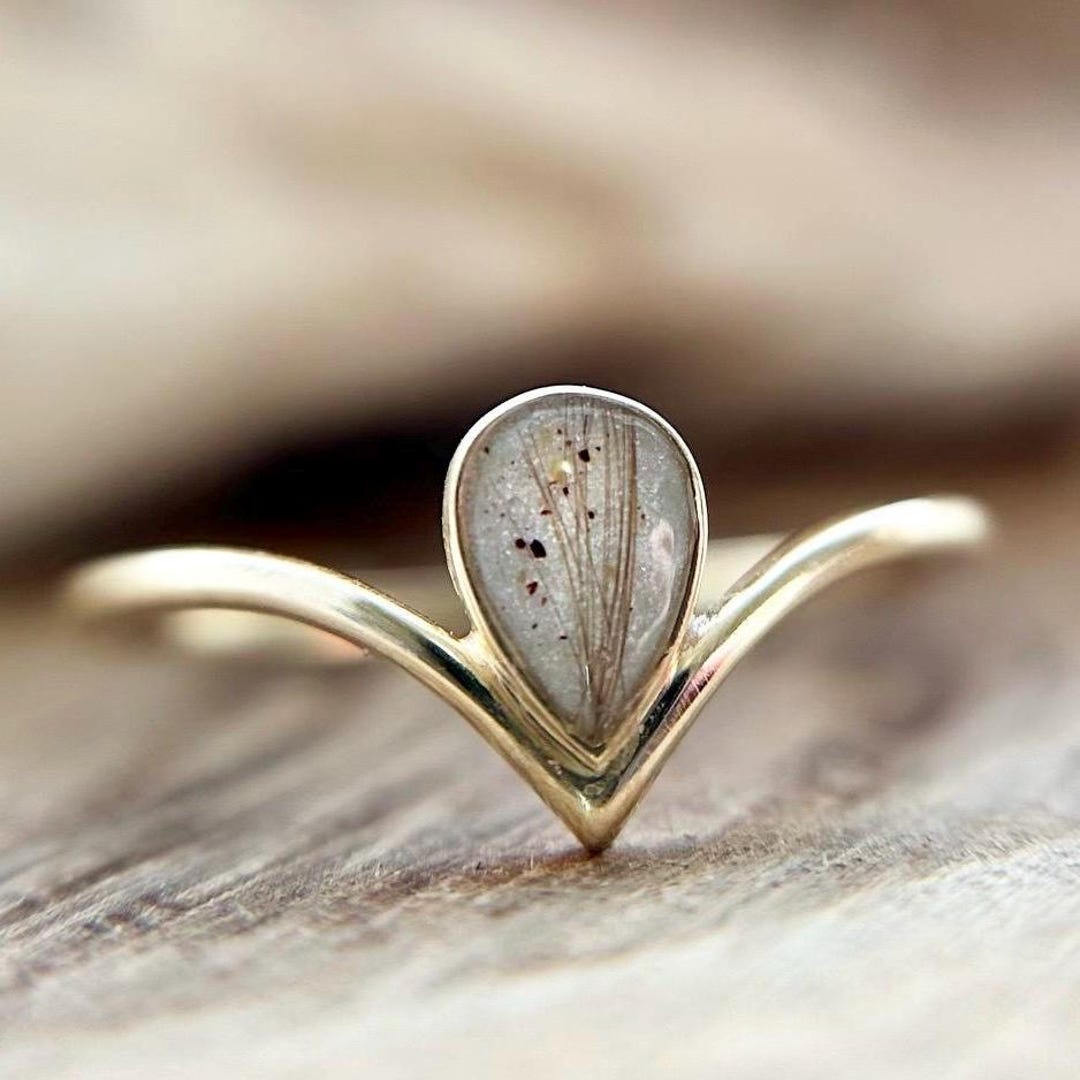 Teardrop Ring Breastmilk Ring, Resin Memory Jewelry, Ash Band, 925sterling Silver, Solid 10k 14K ...
