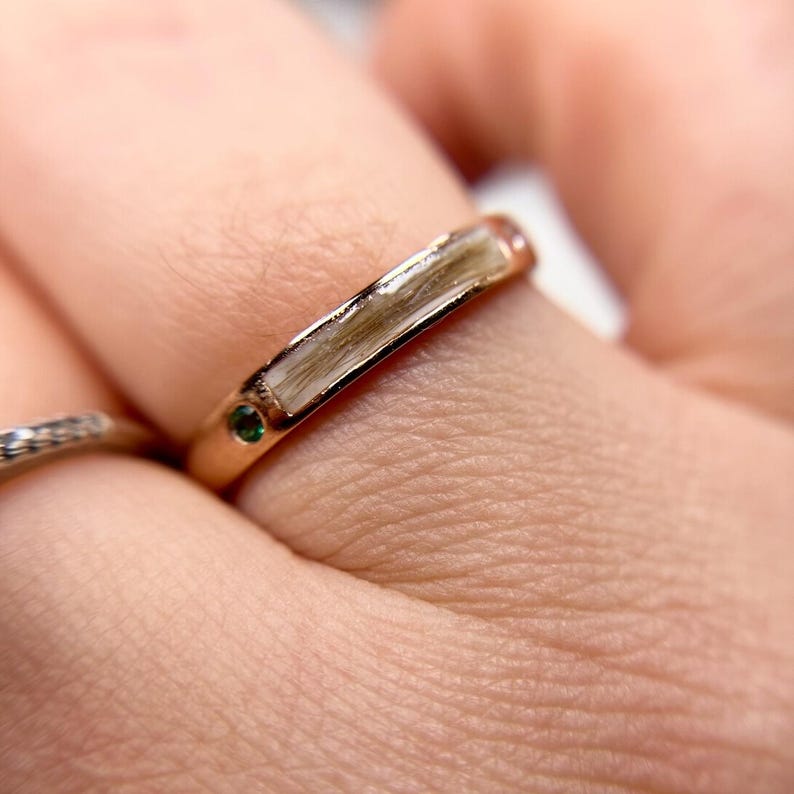 Bezel Channel Breastmilk Ring, Resin Memory Jewelry, Ash Band, 925 Sterling Silver,solid 10k 14K ...