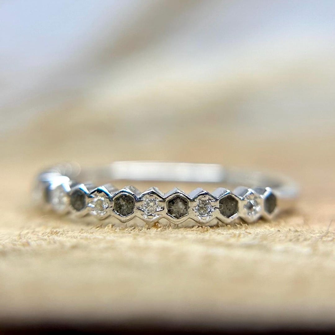 Honeycomb Ring Settings Breastmilk Ring, Resin Memory Jewelry, Ash Band, 925 Sterling Silver ...