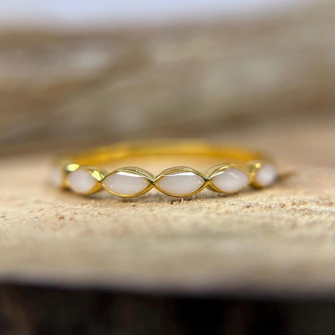 Halfmarquise Ring Settings Breastmilk Ring, Resin Memory Jewelry, Ash Band, 925 Sterling Silver ...