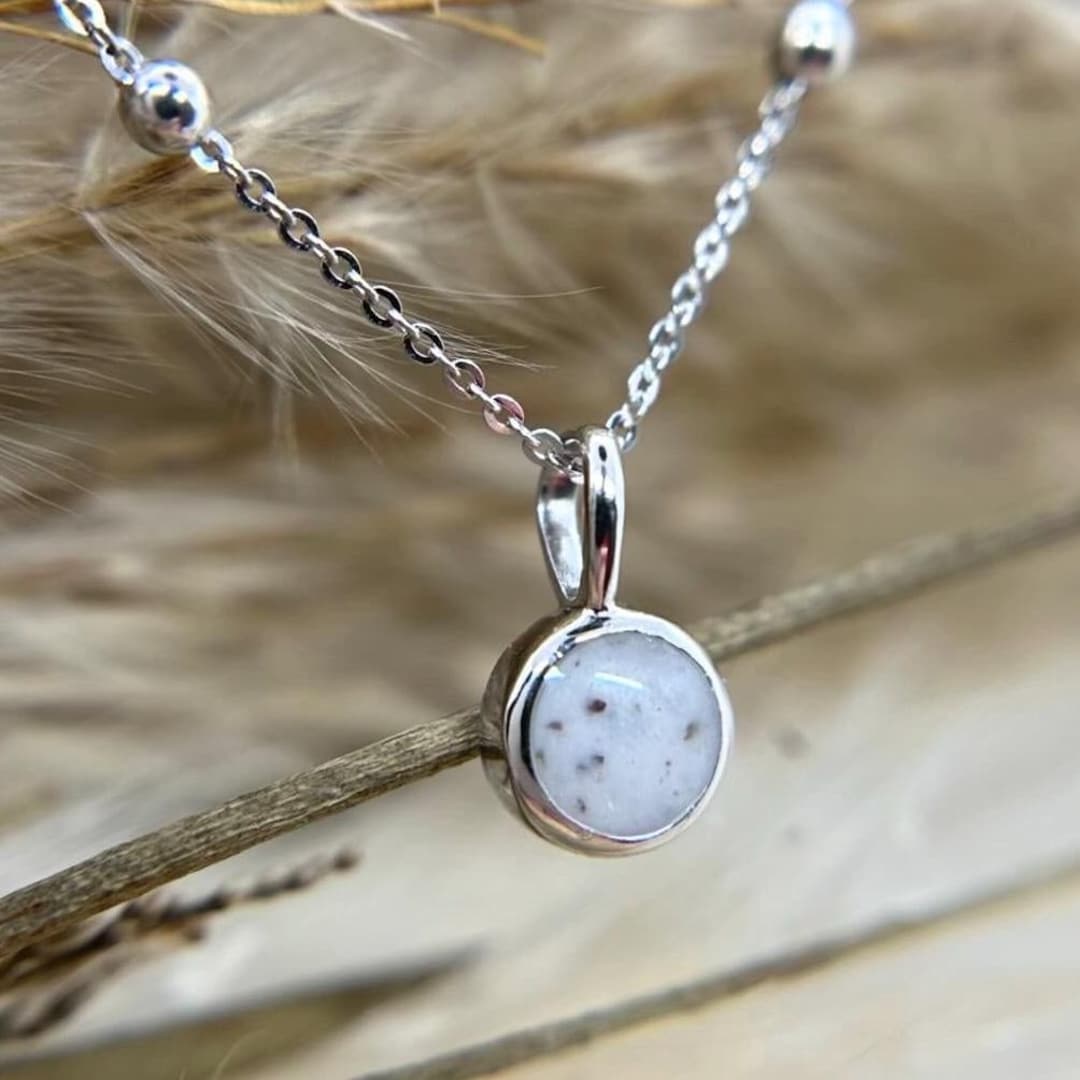 Round Milk Dot Necklace Breastmilk Necklace, Resin Pendant , Solid 10k ...