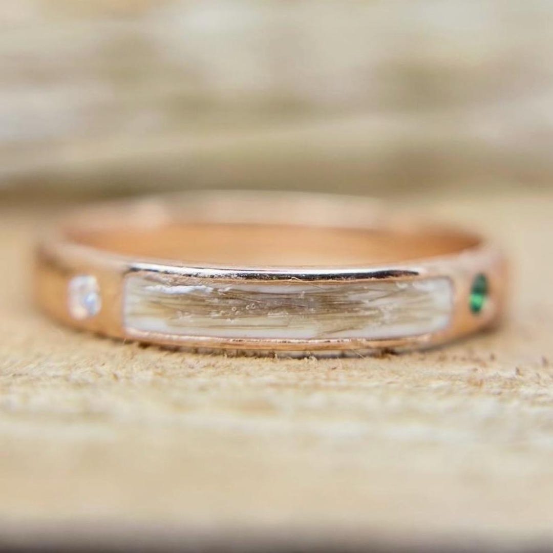 Bezel Channel Breastmilk Ring, Resin Memory Jewelry, Ash Band, 925 Sterling Silver,solid 10k 14K ...