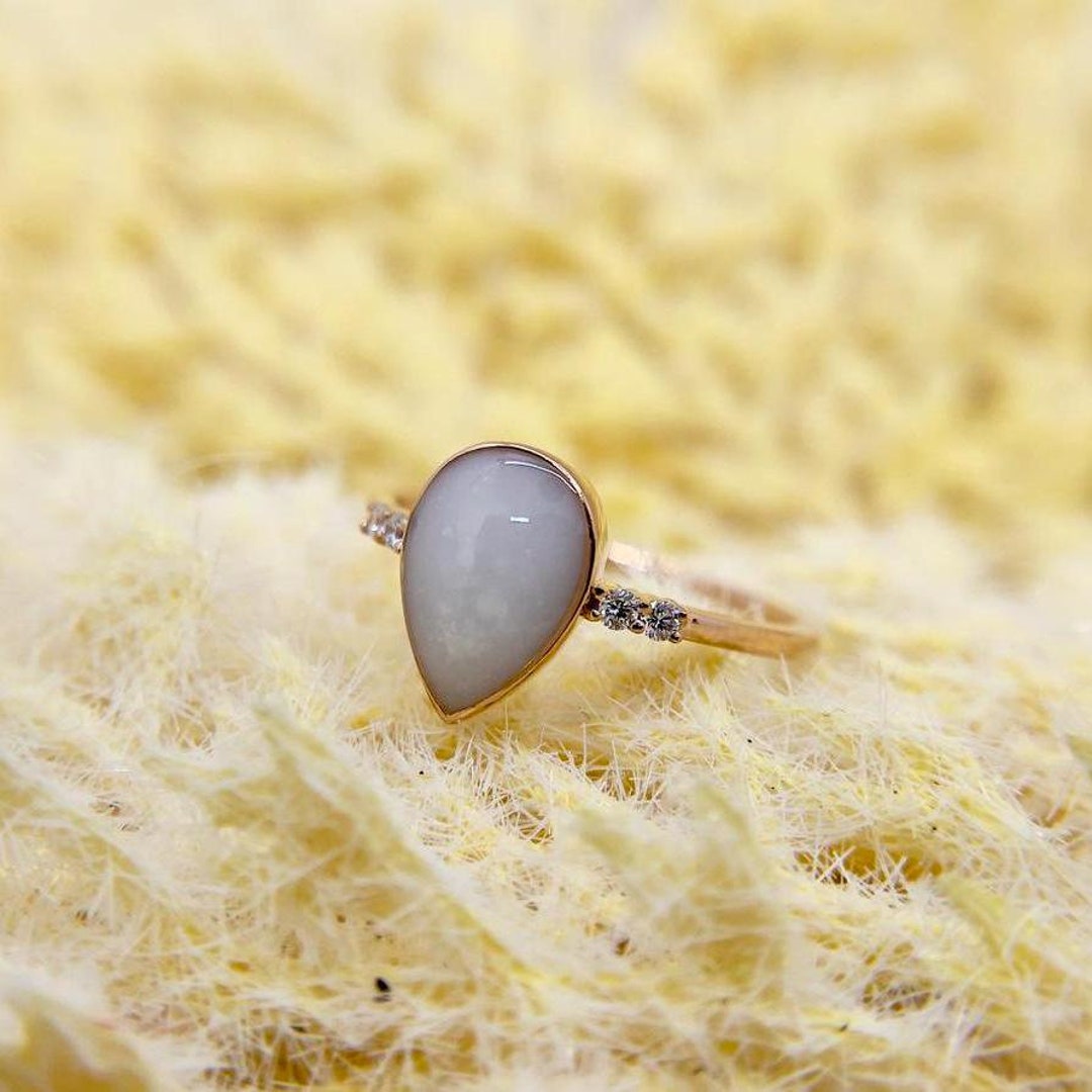 Teardrop Ring Breastmilk Ring, Resin Memory Jewelry, Pet Ashes,925sterling Silver, Solid 10k 14K ...