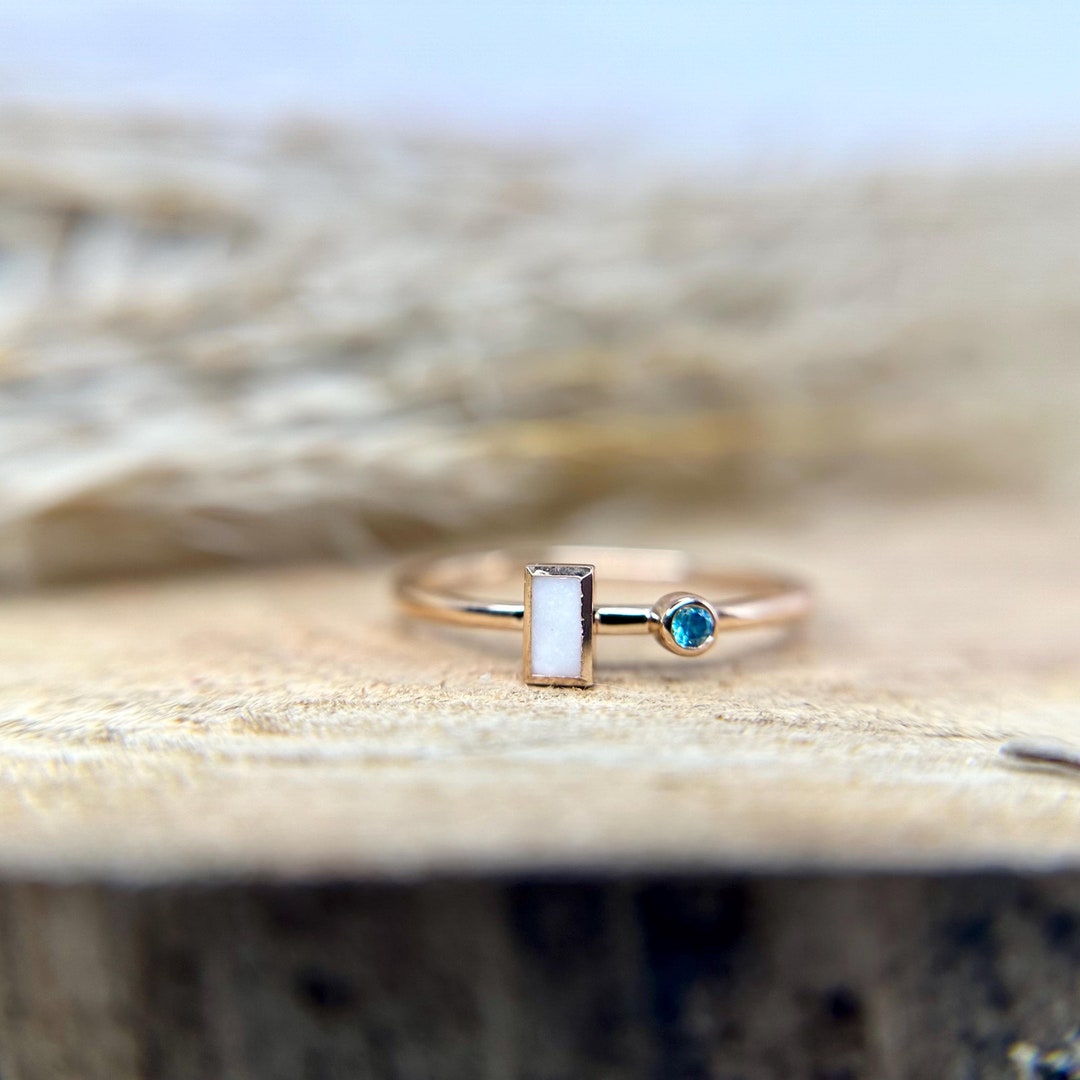 Rectangle Ring Breastmilk Ring, Resin Memory Jewelry, Ash Band, 925sterling Silver, Solid 10k ...