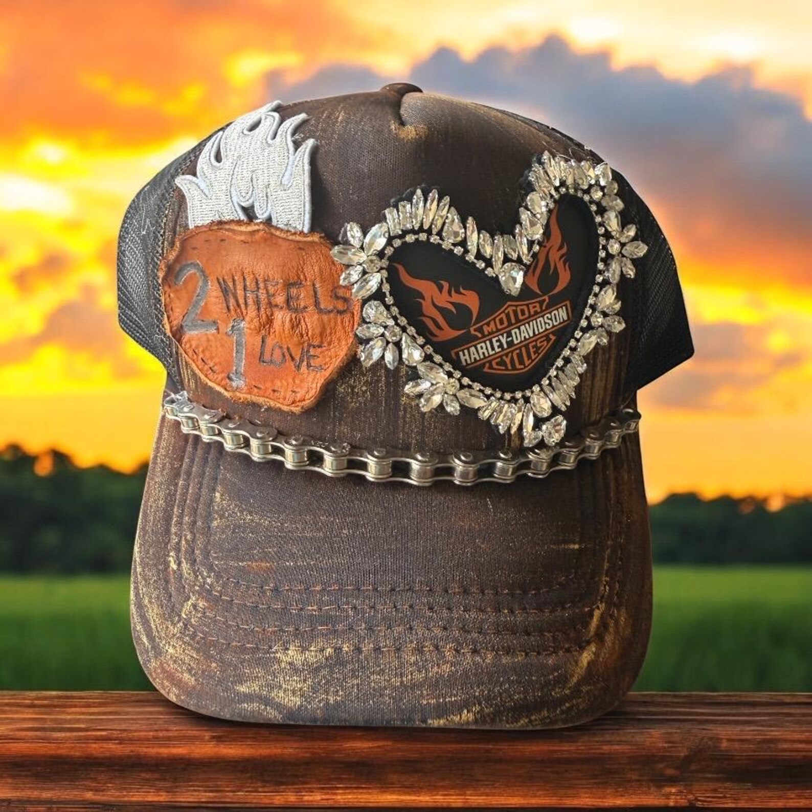 2 Wheels 1 Love Harley Trucker Hat - Etsy