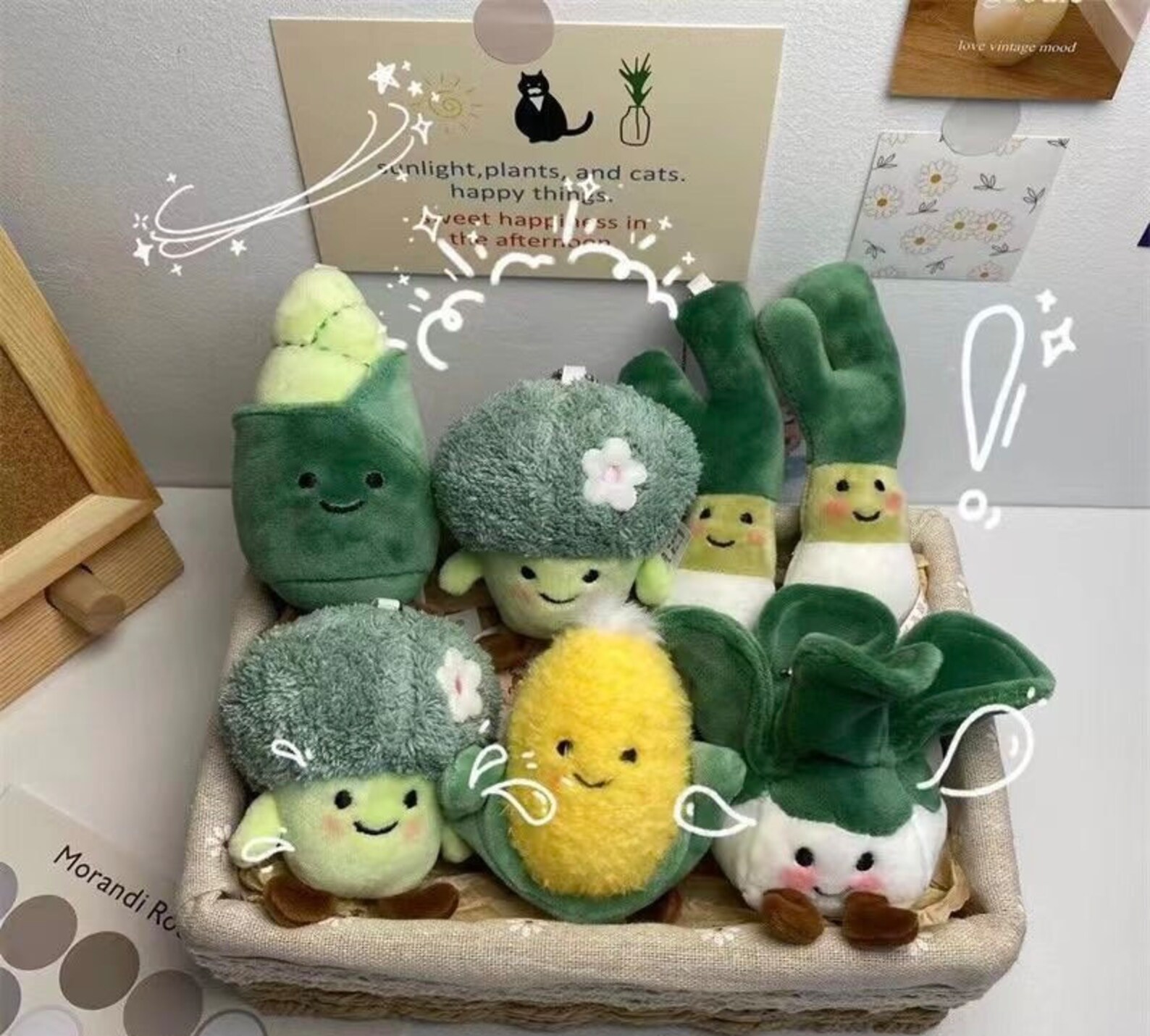 Vegetable Soft Plush Keychain - Corn, Broccoli, Chives, Bak Choy ...