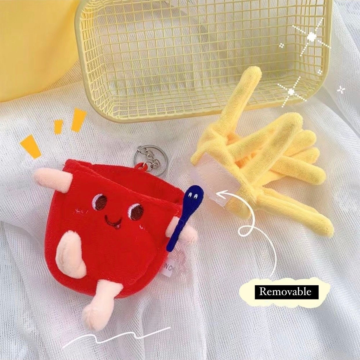 Fast Food Plush Soft Keychain Fries, Drumstick, Hotdog, Hamburger ...