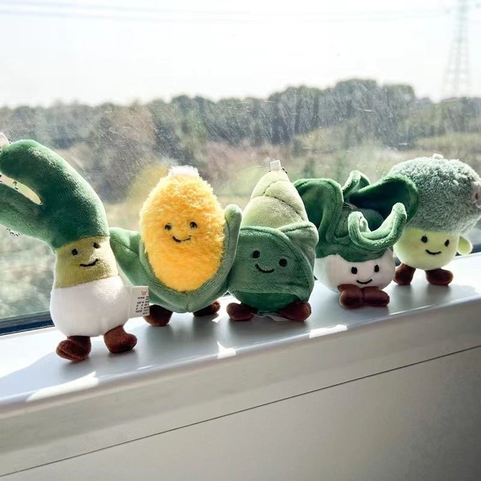 Vegetable Soft Plush Keychain - Corn, Broccoli, Chives, Bak Choy ...