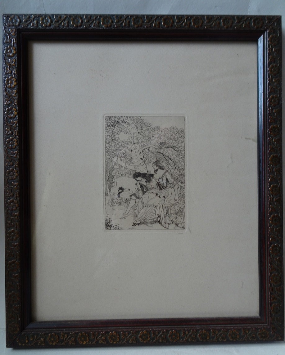 Original Etching by Karl Walser Sheet From "letters of Ninon De Lenclos ...