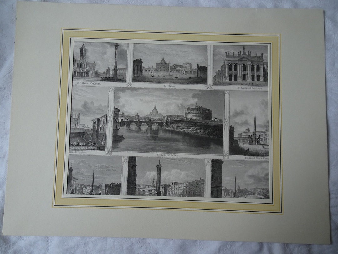 Rome Sights Steel Engraving With Passe-partout Frame Sheet Del. Lloyd ...