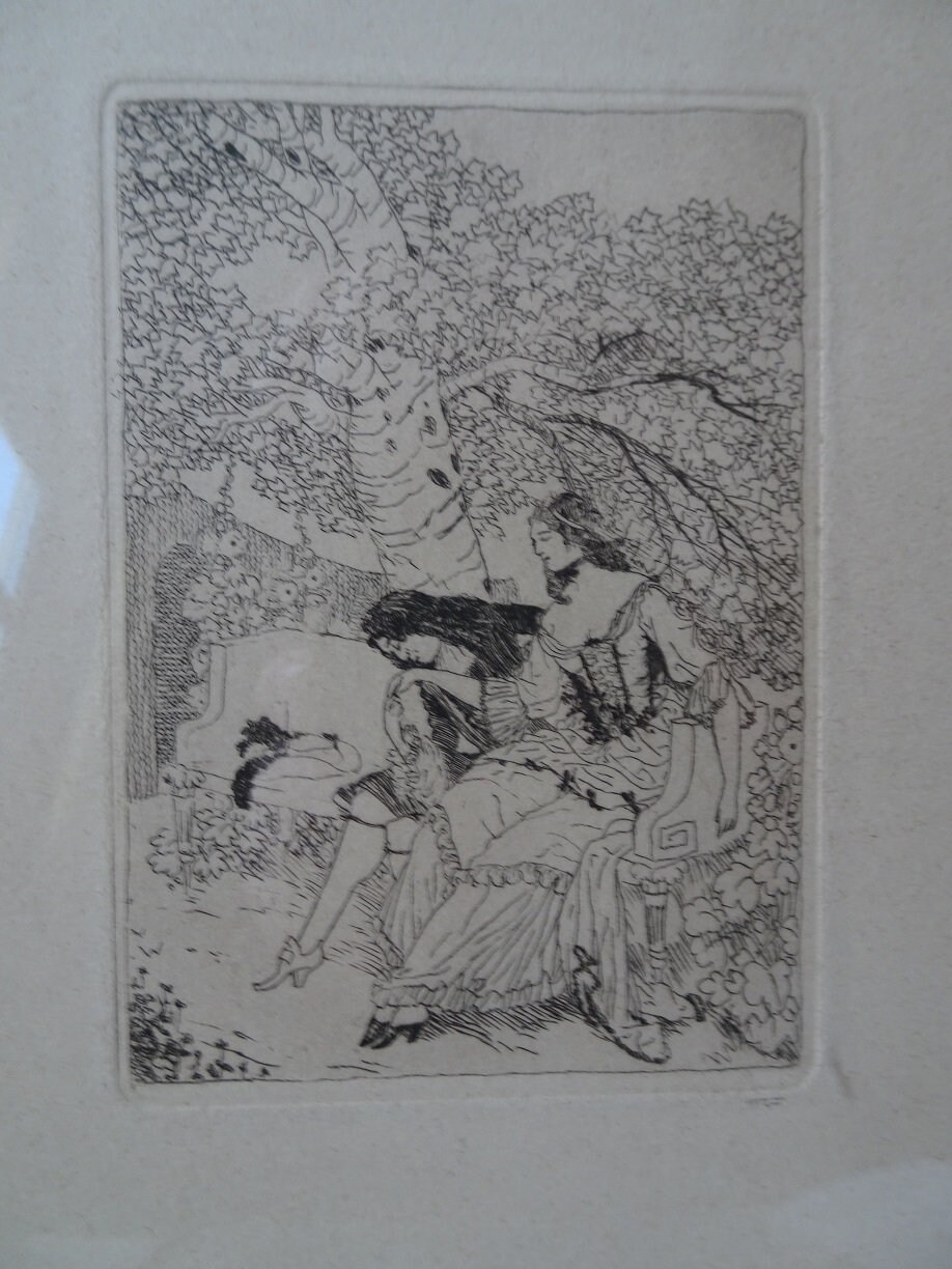 Original Etching by Karl Walser Sheet From "letters of Ninon De Lenclos ...