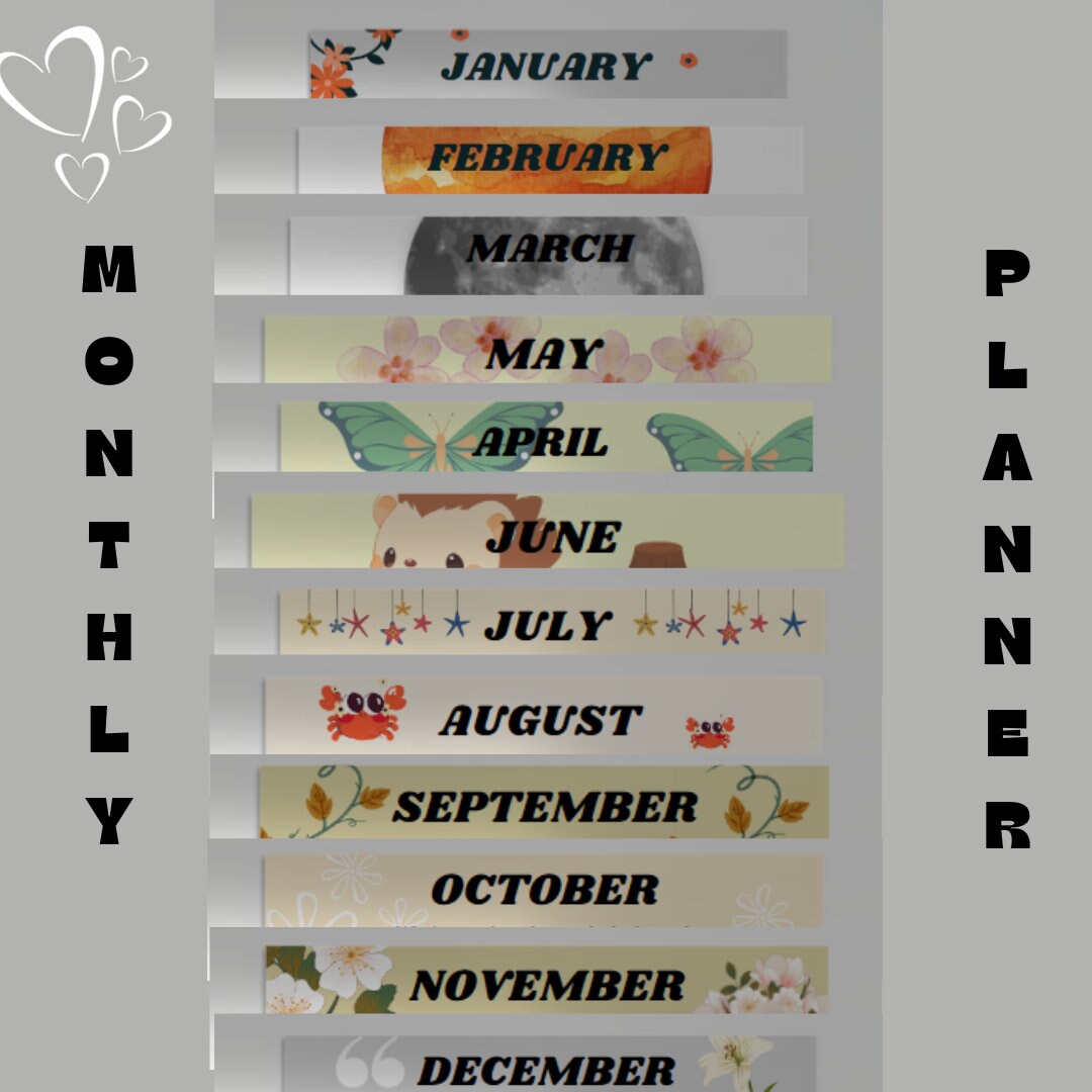 Monthly Year 2024 Planner / Colorful / 12 Months Planner / Different ...