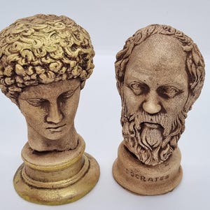 Handmade Hermes & Socrates Bust Statues, Stone Dust Figures, Retro - Etsy