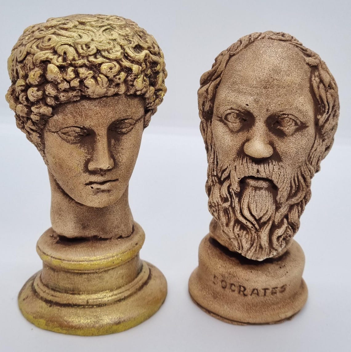 Handmade Hermes & Socrates Bust Statues, Stone Dust Figures, Retro - Etsy