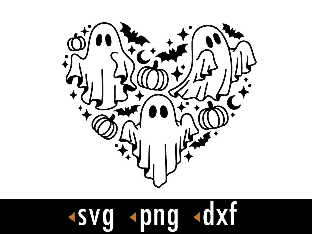 Halloween SVG, Ghost Heart SVG, Spooky Season Svg, Svg, Dxf, Cut Files ...