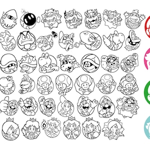 Retro Games Icons Outline, Characters Outline SVG, Cut Files for Cricut ...