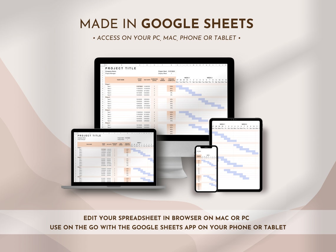 Gantt Chart, Project Schedule, Project Plan Tracker, Project Timeline ...