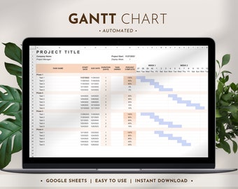 Gantt Chart Automated Project Timeline Task Tracker Google Sheets Template - Etsy