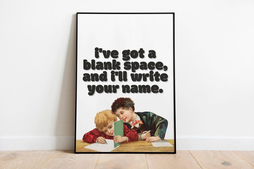 Blank Space Poster, Taylor Swift Inspired Art, Retro Vintage Style ...