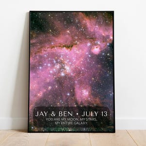 Custom Space-themed Poster – Personalised With Names, Date, and Quote ...