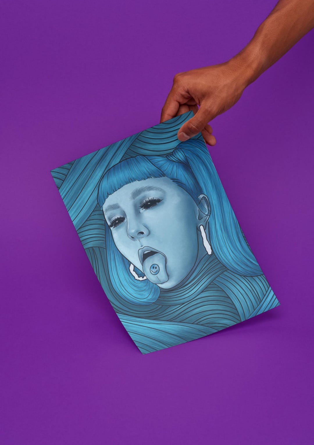 Ashnikko Inspired Poster – Surreal Blue Aesthetic Art Print ...