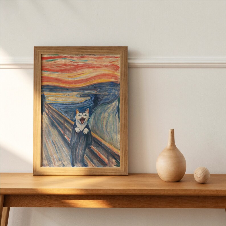 The Scream Cat 1895 de Edvard Munch, Impresión digital de sala de estar ...