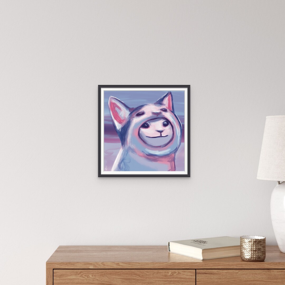 Pop Cat Meme Art Print, Funny Cat Art, Cat Lover Gift, Colourful Home ...
