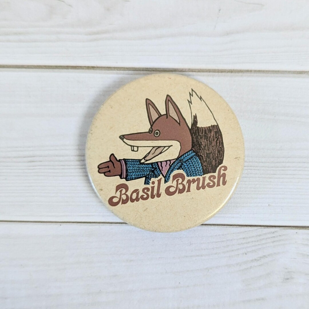 Vintage Basil Brush 70s Pin Button Badge - Etsy