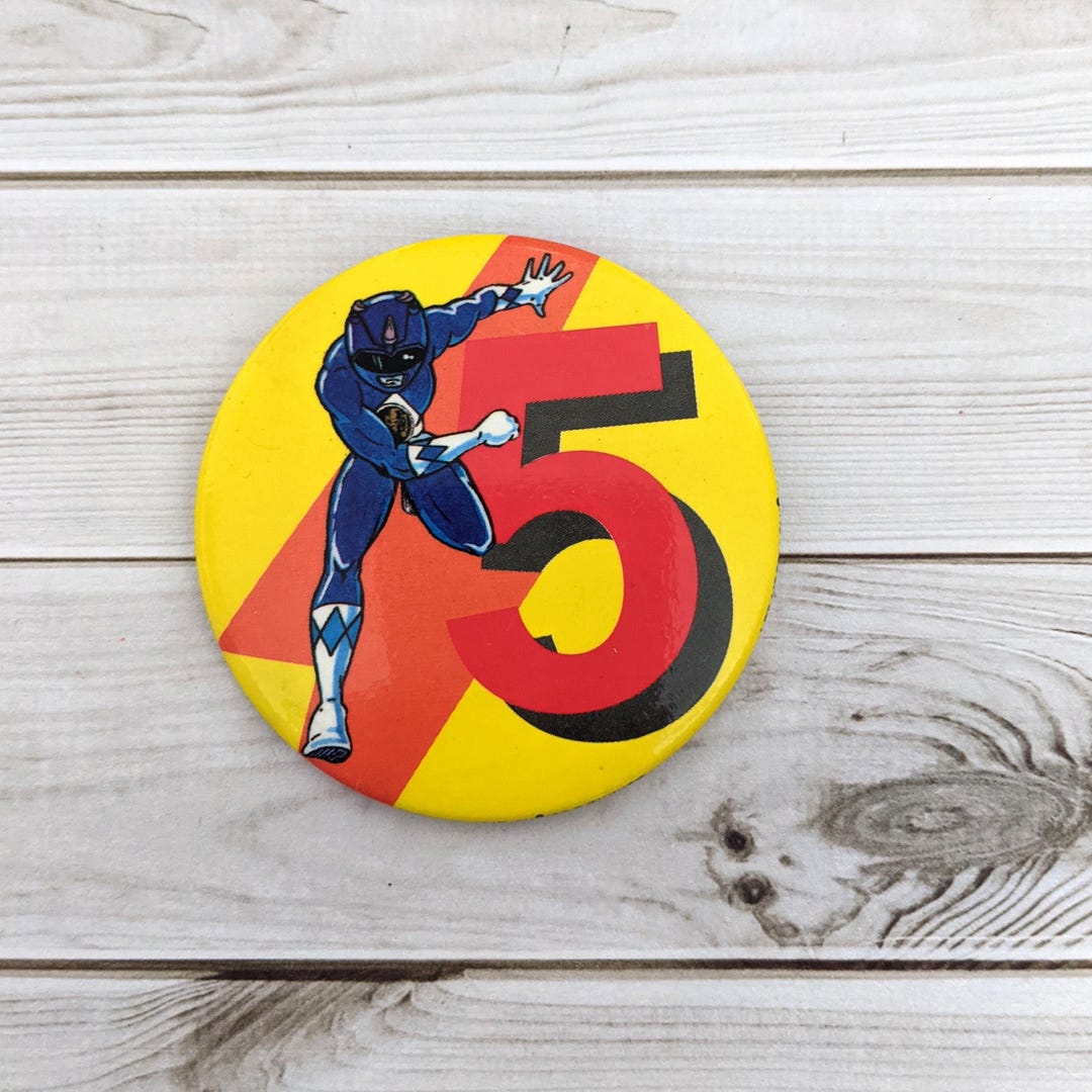 Vintage Power Rangers 5th Birthday Pin Badge 80s 90s Nostalgic TV ...