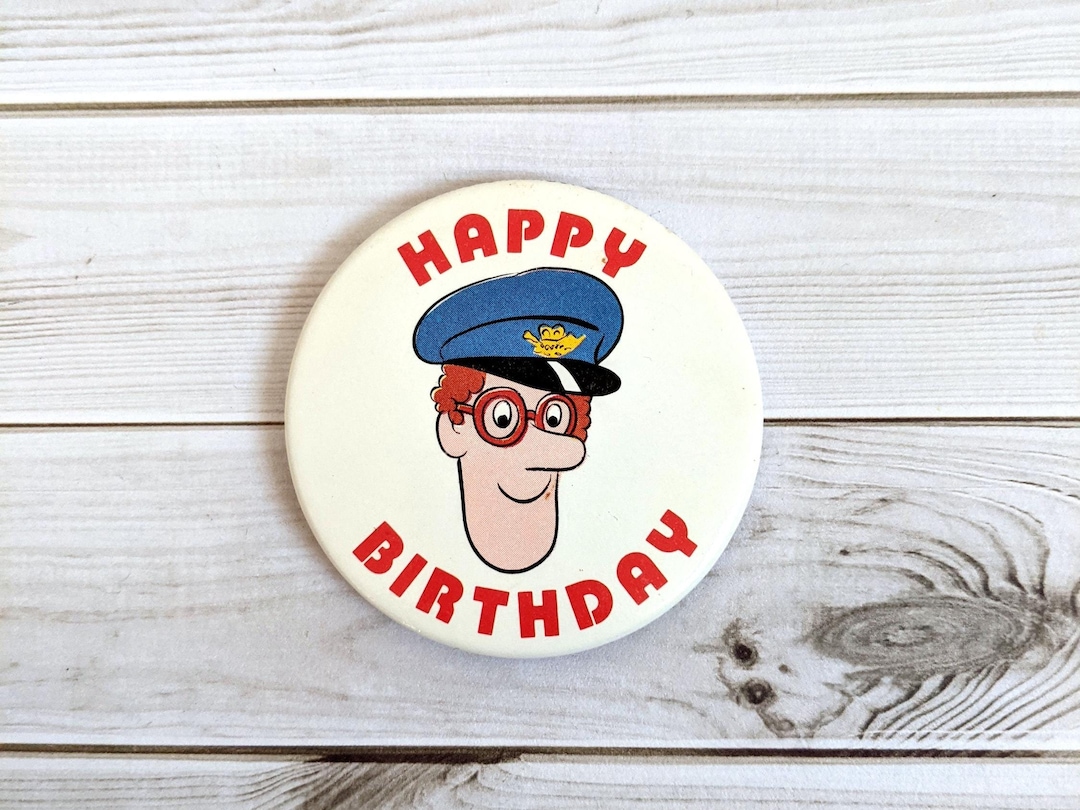 Vintage Postman Pat Happy Birthday Character Pin Badge 80s 90s 55 Mm ...