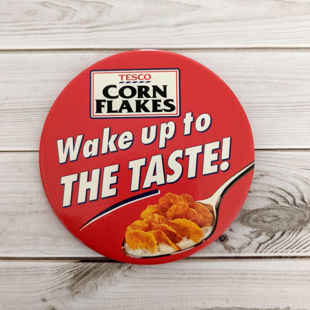 Vintage Cornflakes Tesco Badge Pin 80s 90s Badge Nostalgic Badge ...