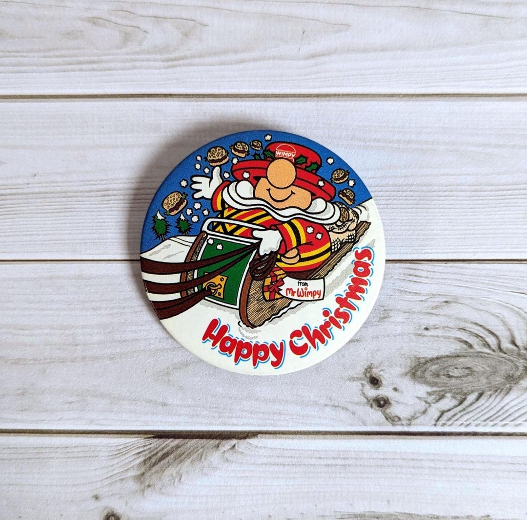 Vintage Wimpy Christmas Pin Badge 1989 55 Mm Nostalgic Badge Perfect ...