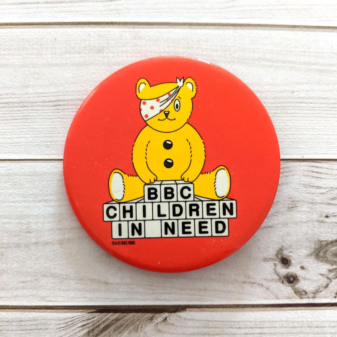 Vintage Pudsey Bear BBC Children in Need Pin Badge 80s Nostalgic ...