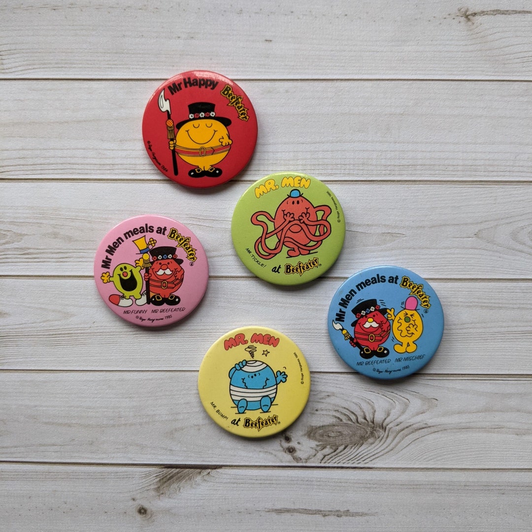 Vintage Mr. Men Beefeater Pin Badge: 80s-90s Nostalgic Collection - Etsy