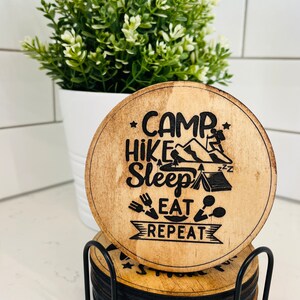 Laser-engraved Wood Camping Drink Coasters - Etsy